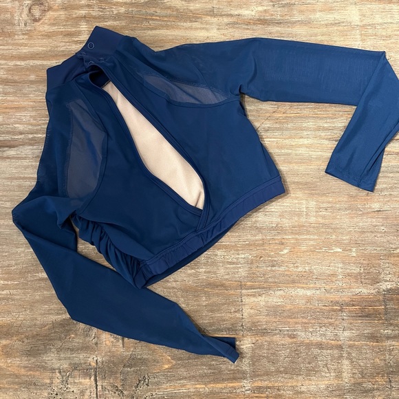 balera | Tops | Balera Navy Blue Shirred Mesh Dance Costume Top | Poshmark